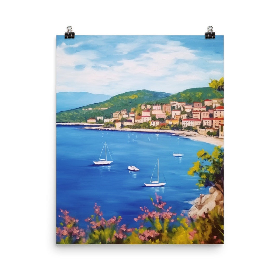 Saint-jean-cap-ferrat Watercolor Print, French Riviera Coastal Wall Art ...