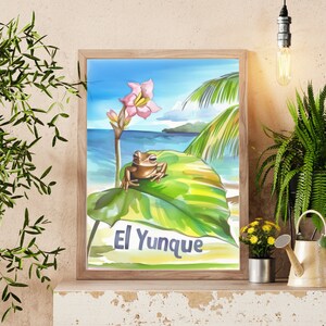El Yunque Watercolor Print, Puerto Rican Coqui Frog Art, Caribbean ...