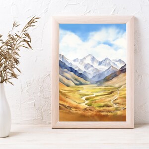 Andes Mountains Watercolor Print, Peru Wall Art, South America Poster ...