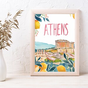 Athens Watercolor Print | Greece Travel Gift | Greek Wall Art ...