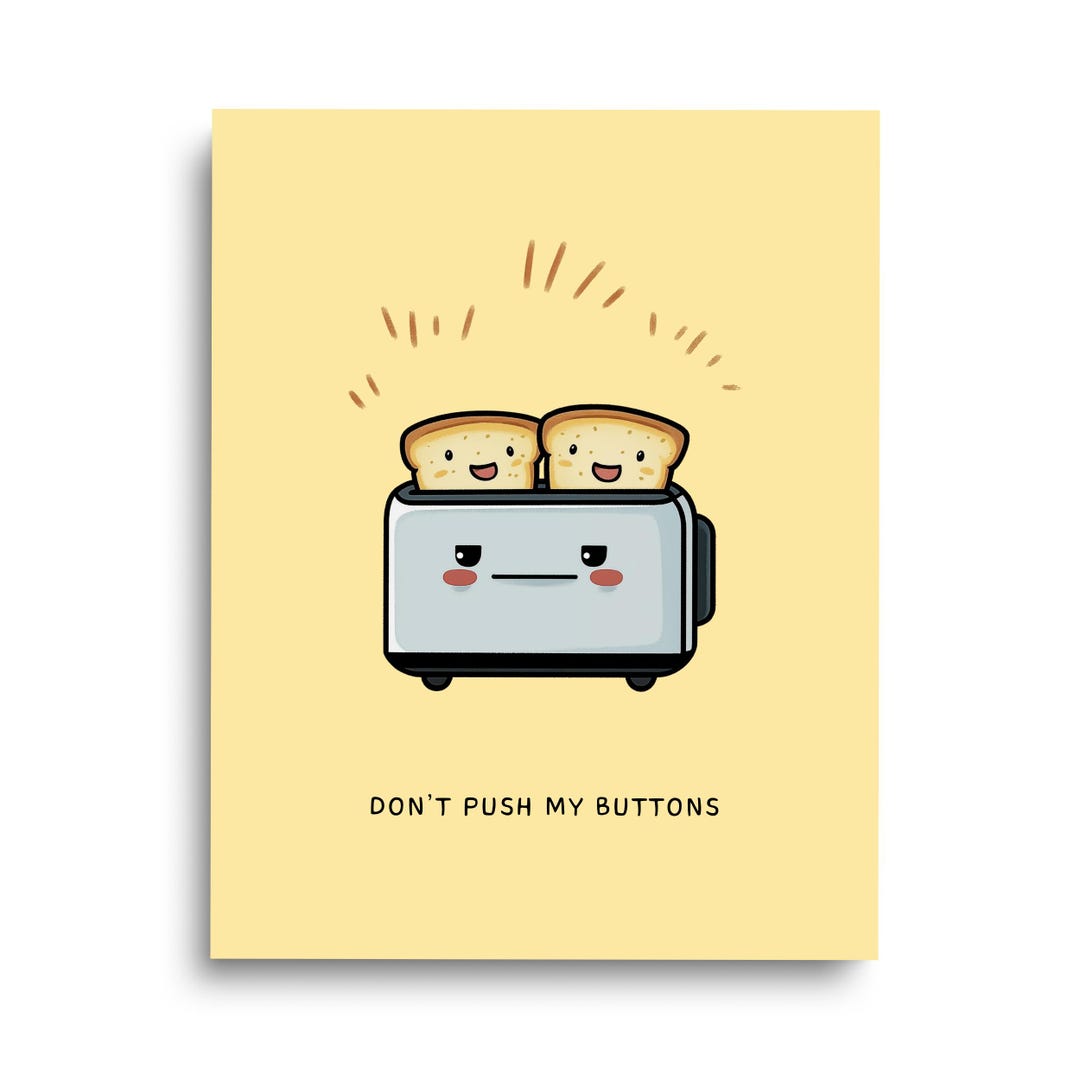 Grumpy Toaster Kitchen Print, Funny Culinary Wall Art, Quirky Cooking ...