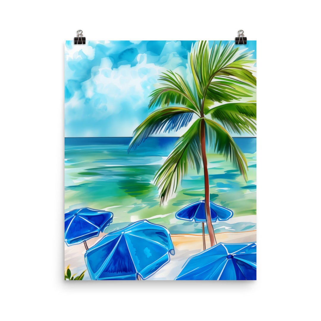 Destin Florida Watercolor Print, Tropical Beach Wall Art, Florida ...