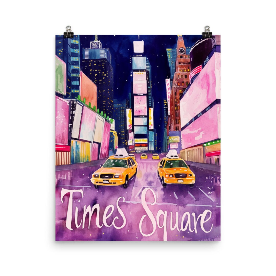 Times Square Watercolor Print | NYC Travel Gift | New York City Wall ...