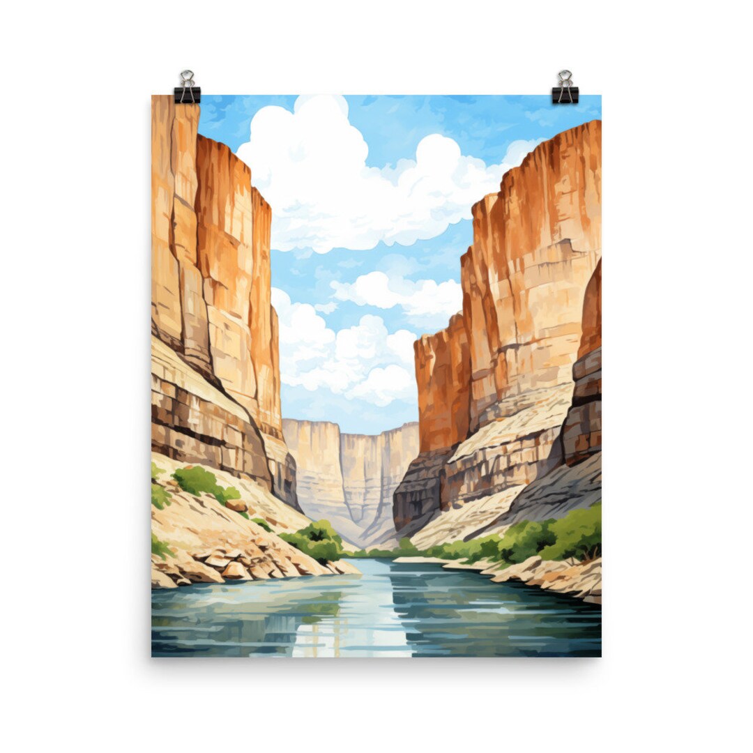 Big Bend National Park Watercolor Print, Rio Grande River Landscape ...