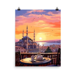 Istanbul Watercolor Print | Turkey Travel Gift | Sultan Ahmed Mosque ...