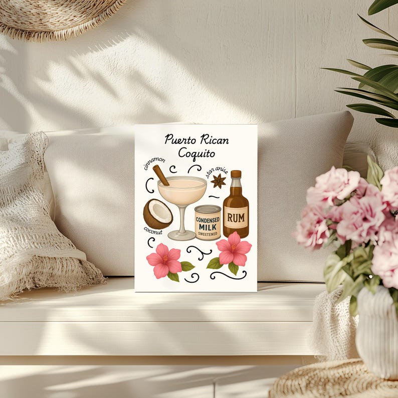 Coquito Print, Puerto Rican Holiday Drink Wall Art, Caribbean Kitchen ...