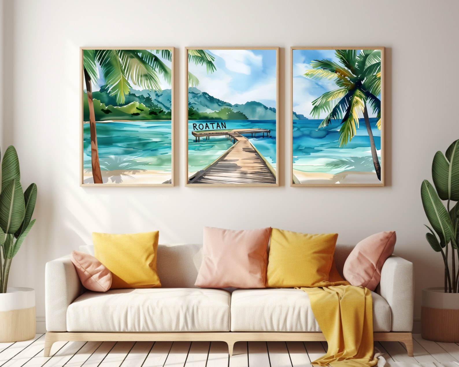 Roatan Watercolor Print Set of 3, Tropical Honduras Island Wall Art ...