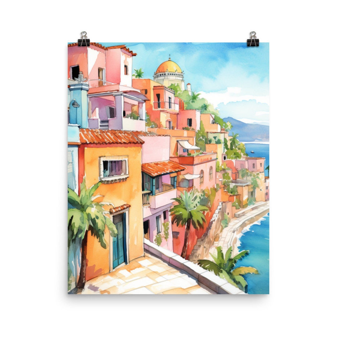 Mazatlan Watercolor Print Mexico Travel Gift Mexican Wall Art Coastal ...