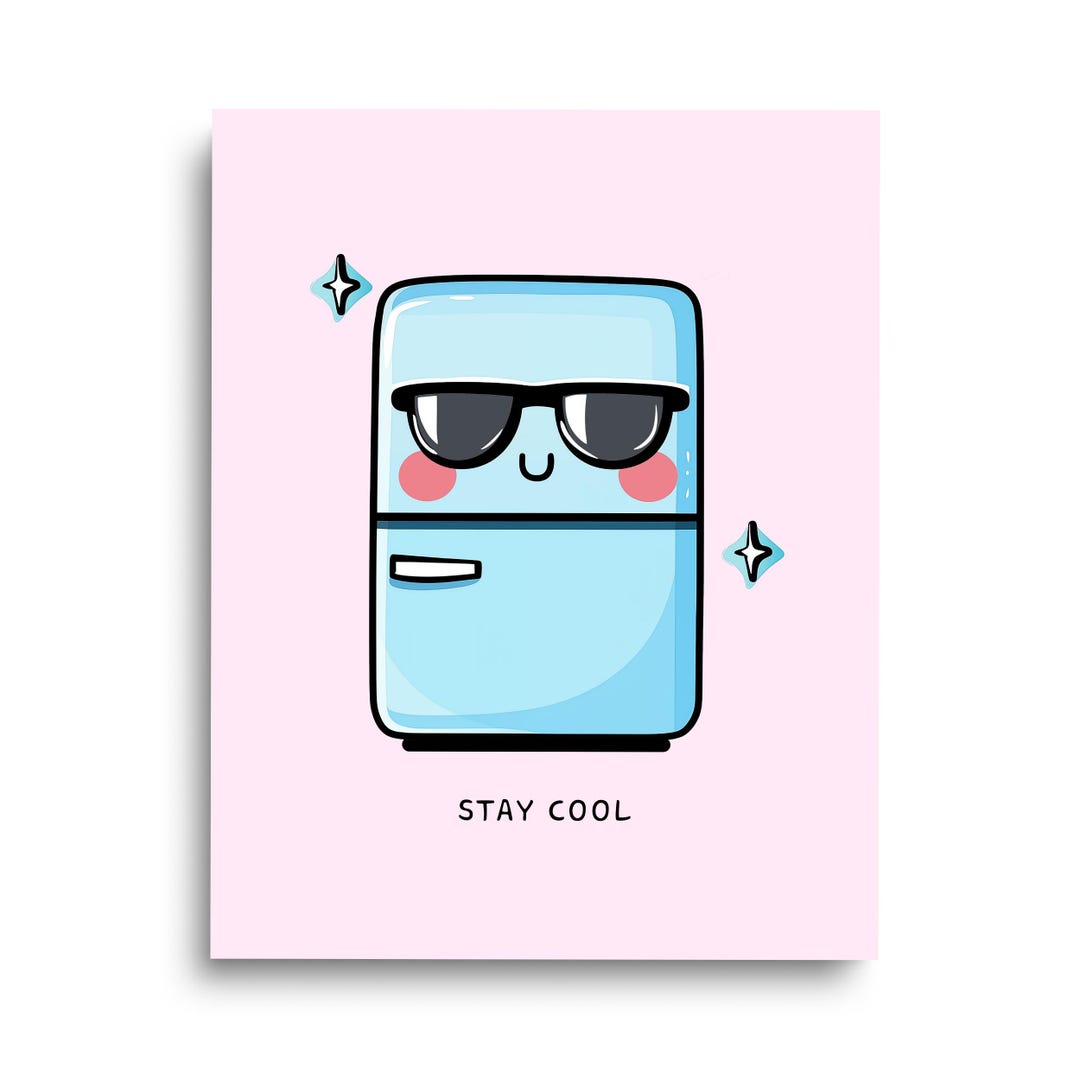 Cool Fridge Print | Funny Kitchen Decor | Refrigerator Wall Art ...
