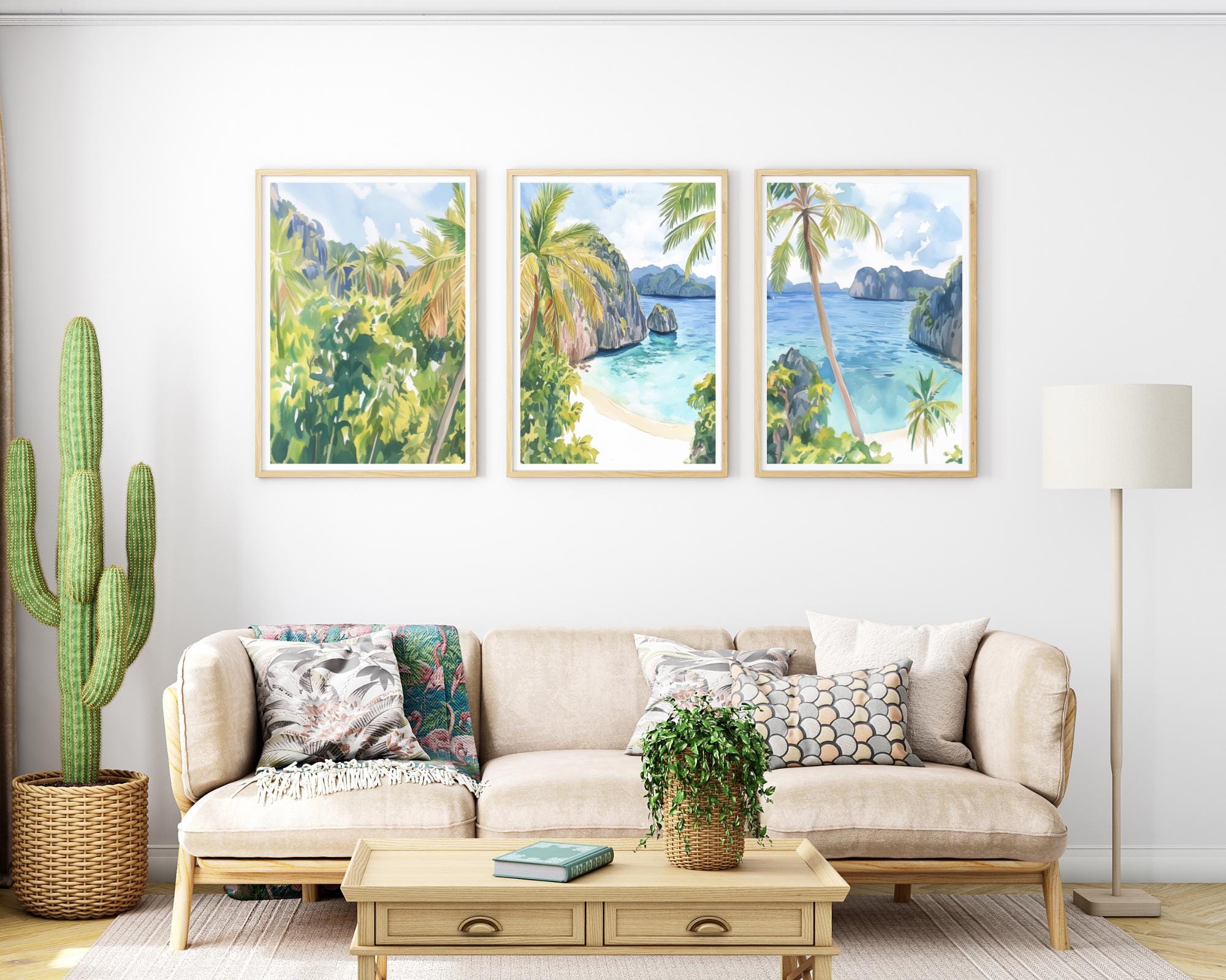 El Nido Palawan Watercolor Print Set of 3, Tropical Coastal Art ...