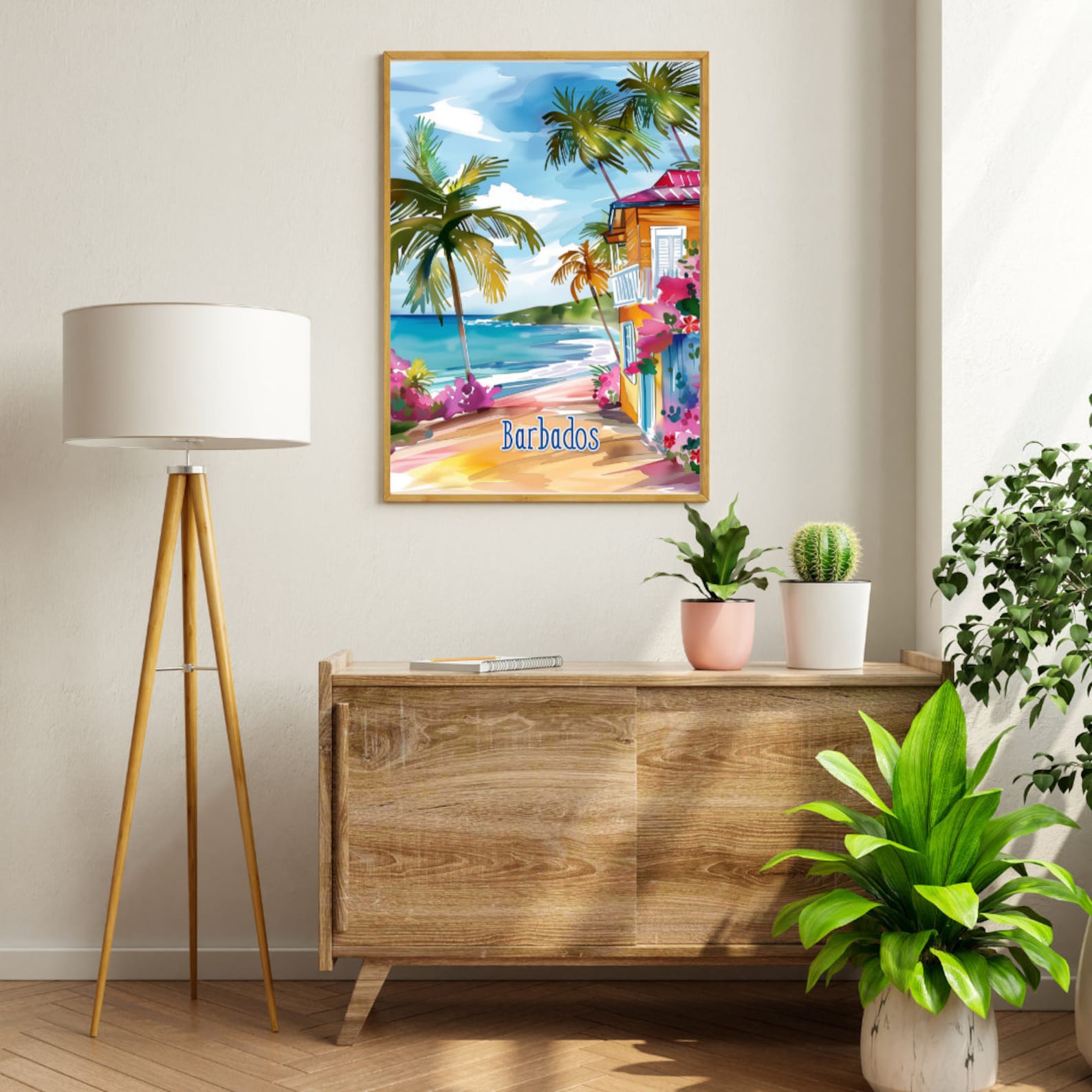 Barbados Watercolor Print, Caribbean Island Coastal Art, Tropical Beach ...