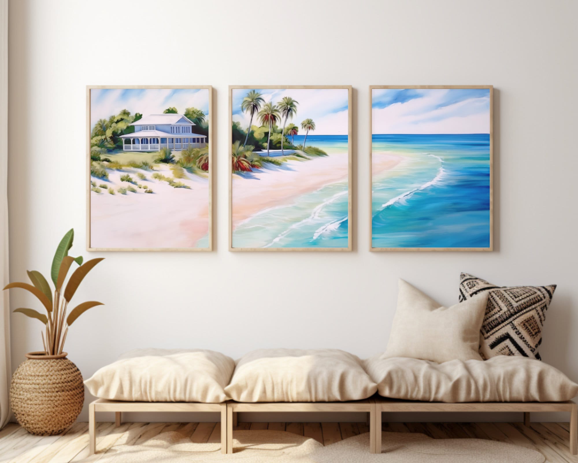 Anna Maria Island Watercolor Print Set of 3, Tropical Florida Beach ...