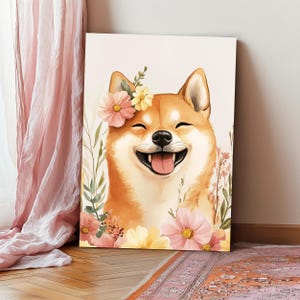 Shiba Inu Watercolor Print, Japanese Dog Wall Art, Cute Puppy Poster ...