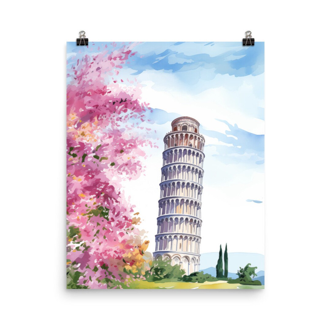 Leaning Tower of Pisa Watercolor Print | Italy Travel Gift | Piazza Dei ...