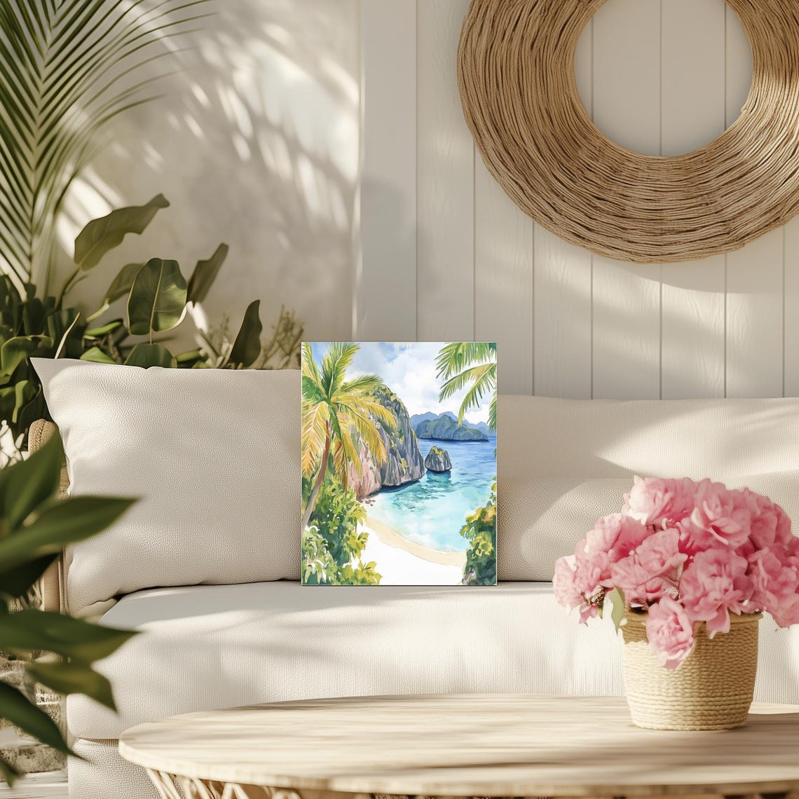 El Nido Watercolor Print, Palawan Philippines Tropical Coastal Wall Art ...