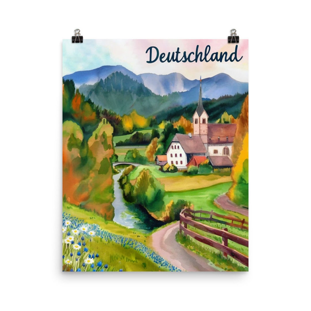 Deutschland Watercolor Print | Germany Travel Gift | German Wall Art ...
