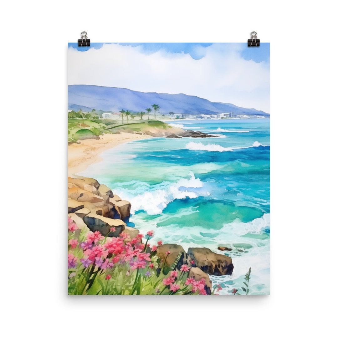 Cata Bay Watercolor Print | Venezuela Travel Gift | Tropical Beach ...