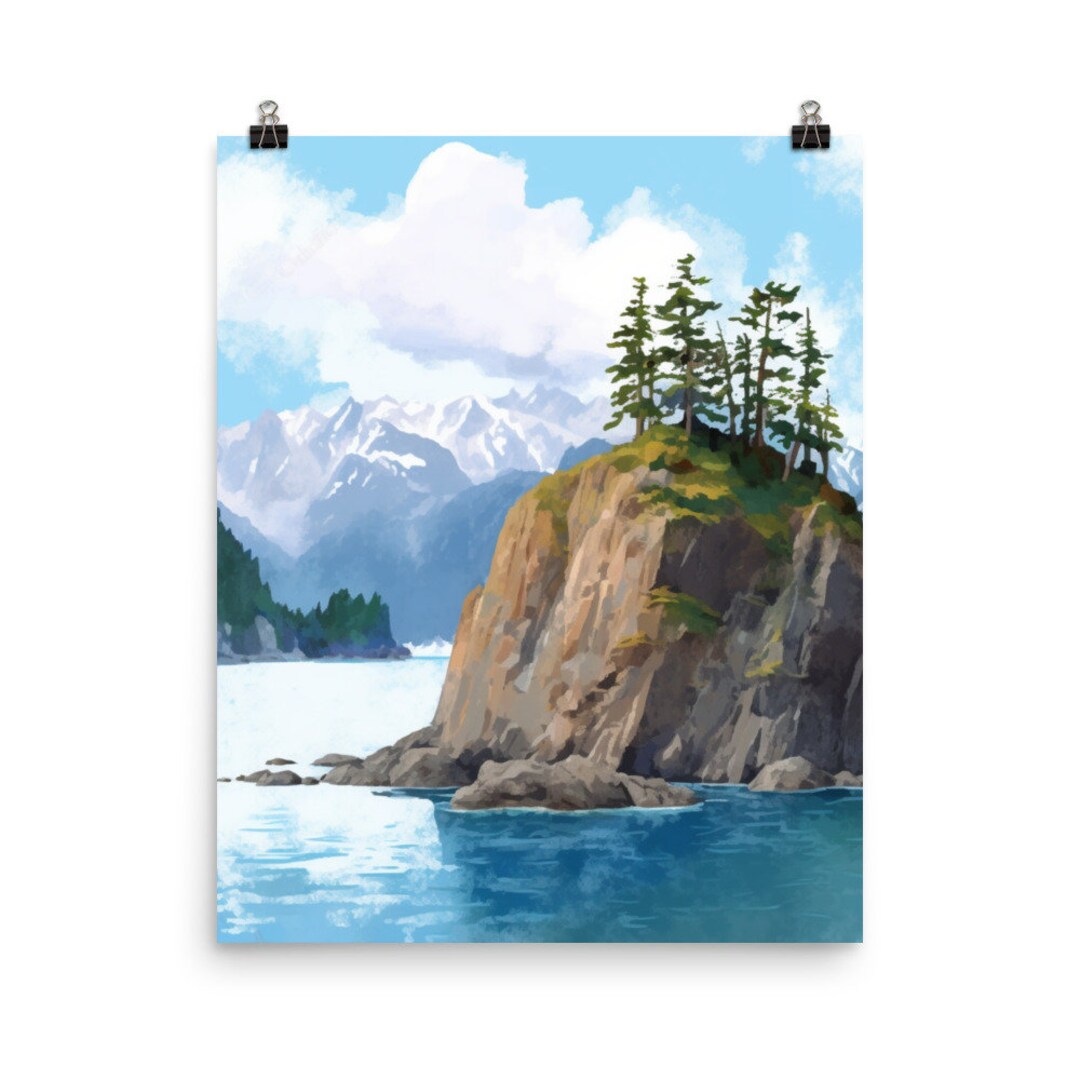 Kenai Fjords Watercolor Print | Alaska Travel Gift | Alaskan Nature ...