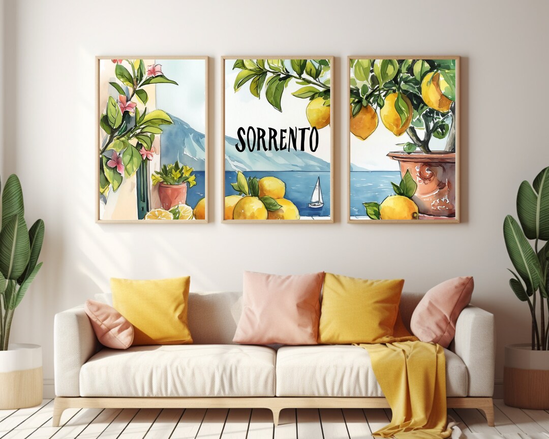 Sorrento Watercolor Print | Set of 3 | Italy Gift | Italian Wall Art ...