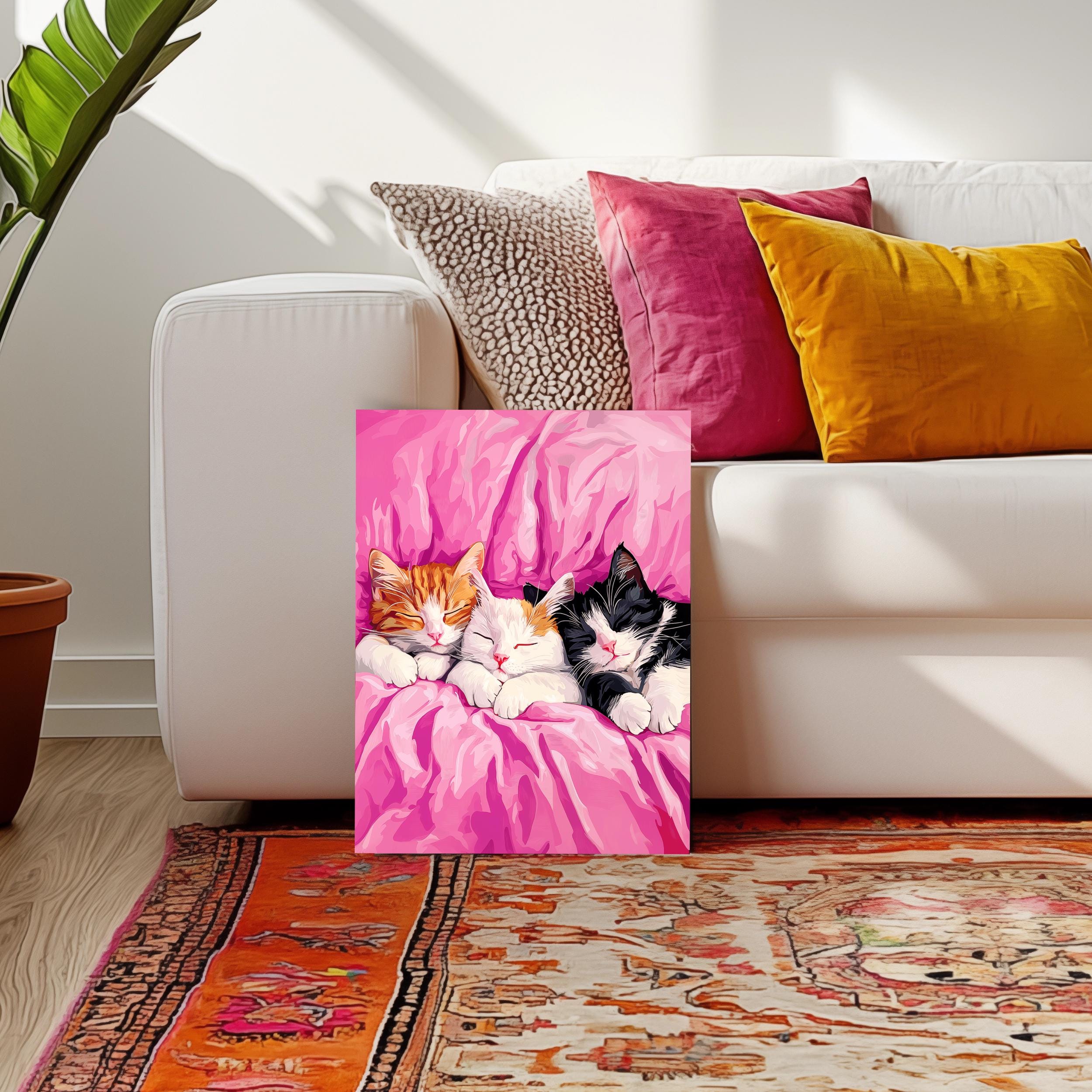 Kitten Watercolor Print, Sleeping Cat Wall Art, Cozy Animal Nursery ...