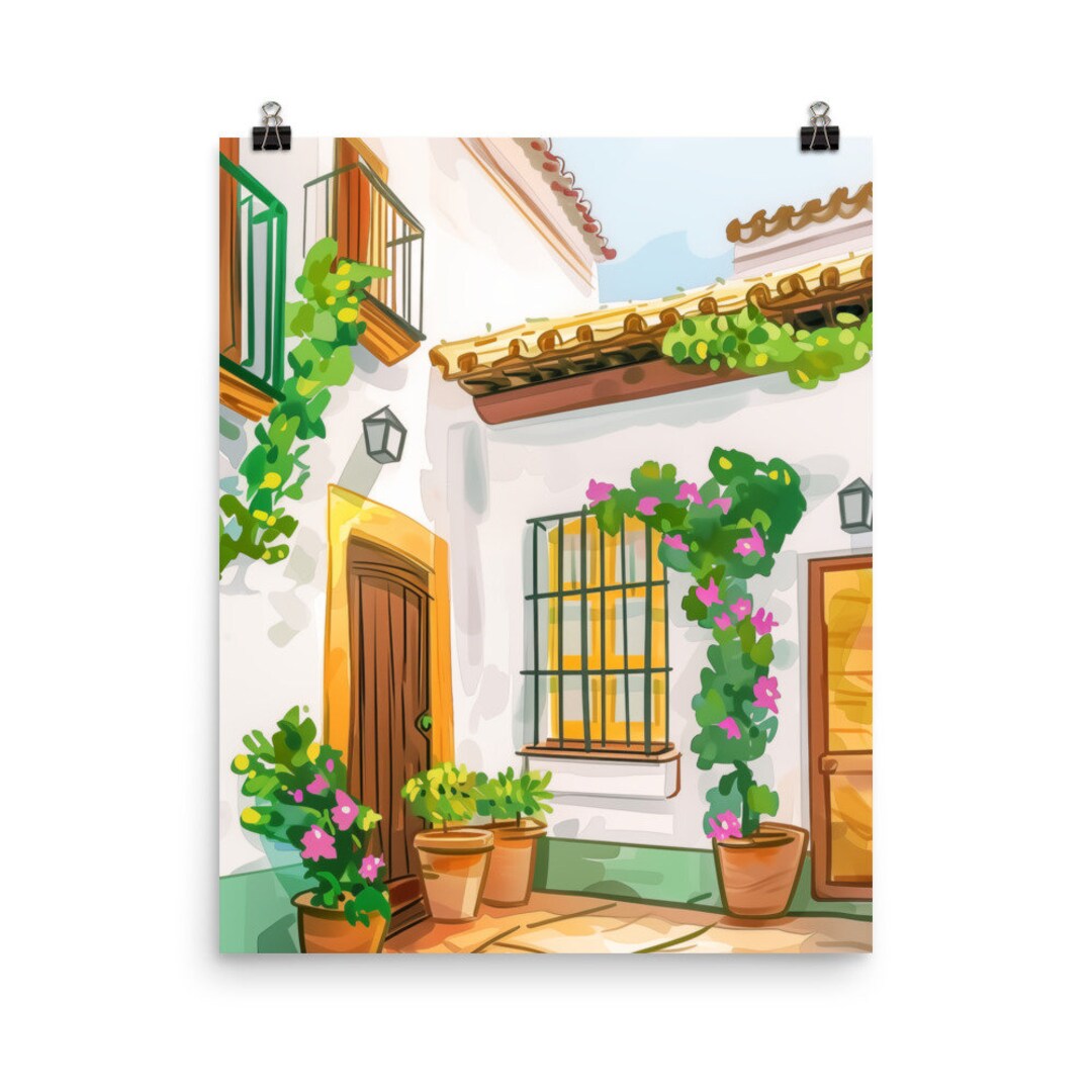 Seville Yellow Door Watercolor Print, Spain Travel Wall Art, Andalusia ...