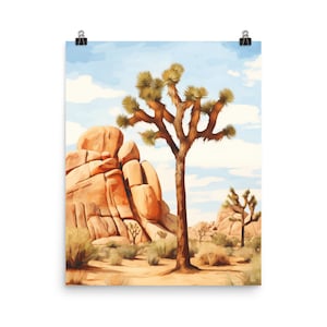 Joshua Tree National Park Watercolor Print, California Desert Wall Art ...