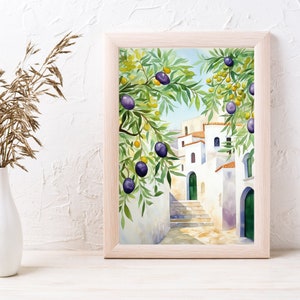 Apulia Olive Grove Watercolor Print Italian Travel Wall Art, Puglia ...
