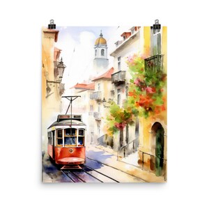 Lisbon Print, Lisbon Cityscape, Travel Sketch, Watercolor Painting, Art ...