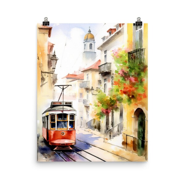 Lisbon Print, Lisbon Cityscape, Travel Sketch, Watercolor Painting, Art ...
