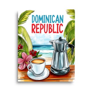 Dominican Coffee Watercolor Print, Tropical Cafe Wall Art, Caribbean ...