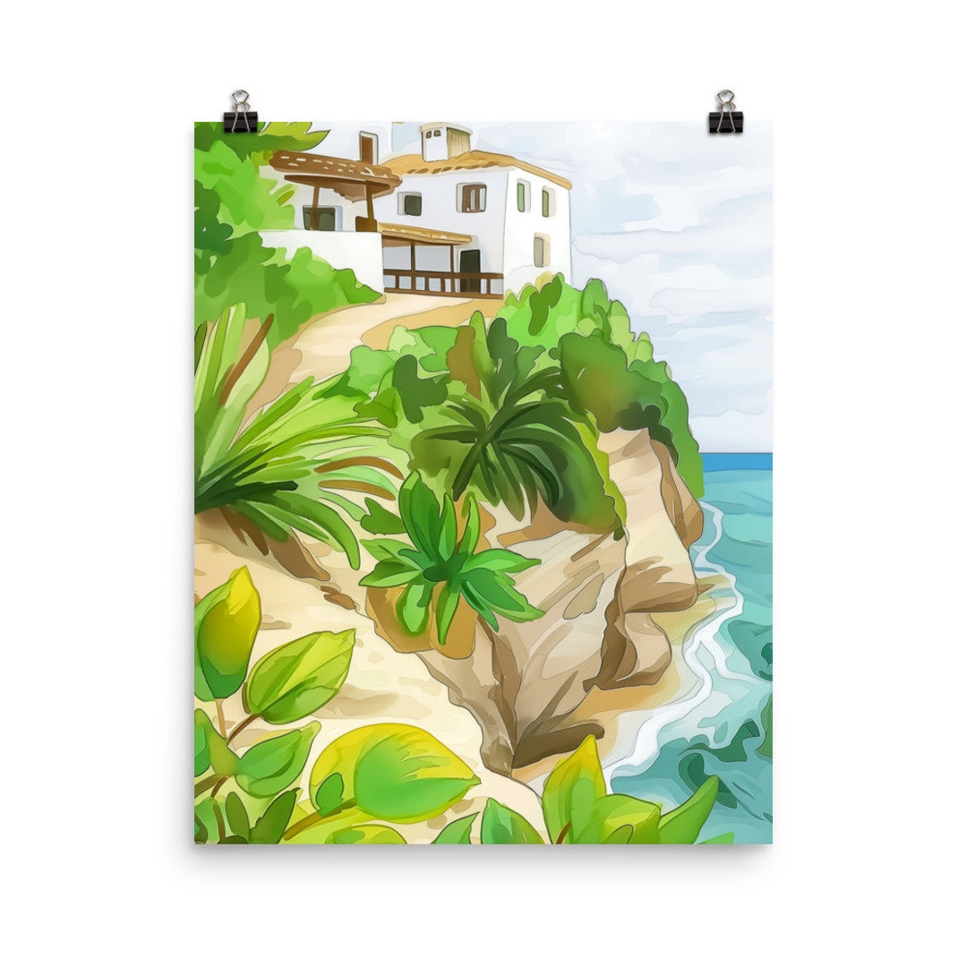 Ronda Spain Watercolor Print, Mediterranean Coastal Wall Art, Andalusia ...