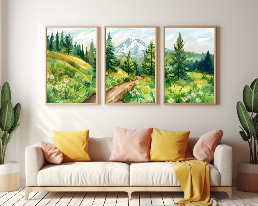 Mount Shasta Watercolor Print | Set of 3 | California Gift ...