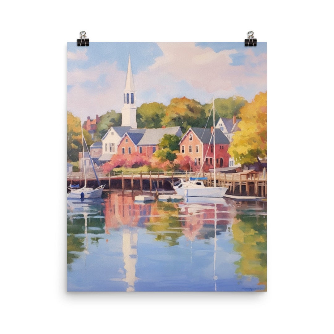 Portsmouth New Hampshire Watercolor Print, Coastal New England Wall Art ...