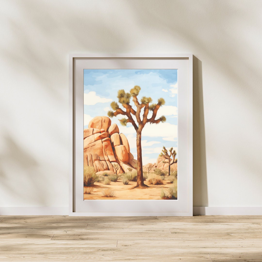 Joshua Tree National Park Watercolor Print, California Desert Wall Art ...
