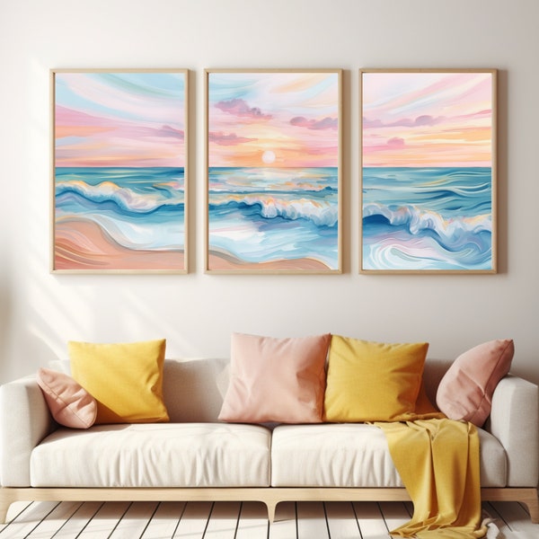Watercolor Set of 3 Ocean - Etsy