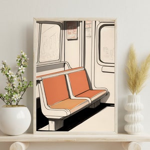 NYC Retro Subway Print Minimalist Wall Art New York City Travel Gift ...
