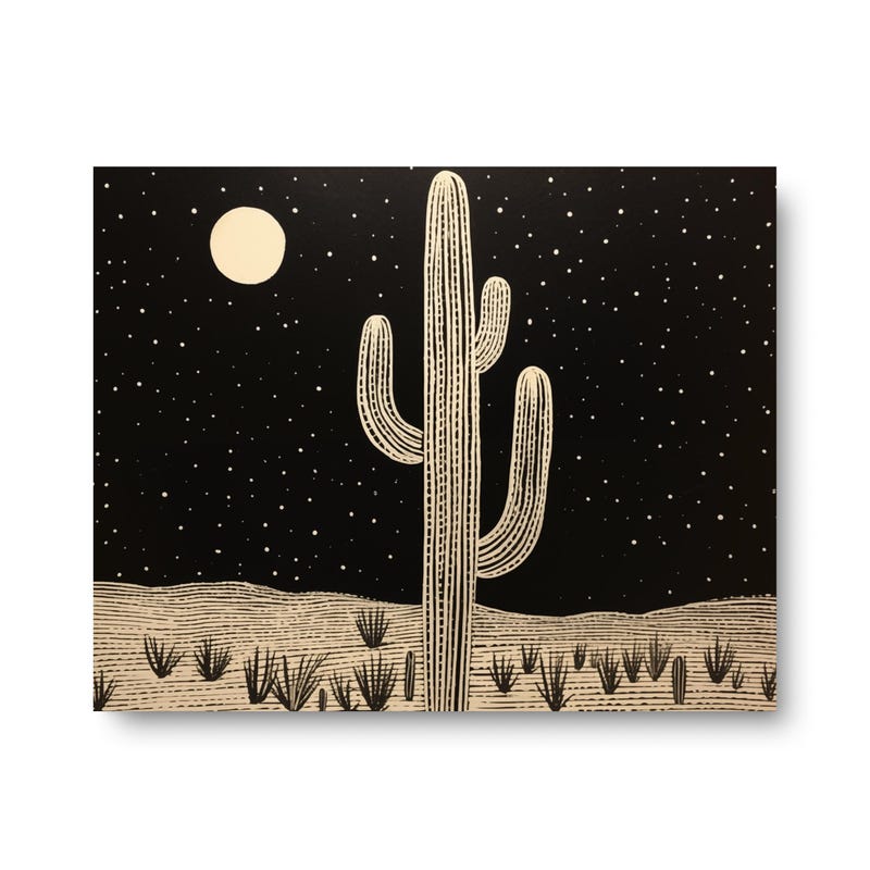 Cactus Block Print - Etsy