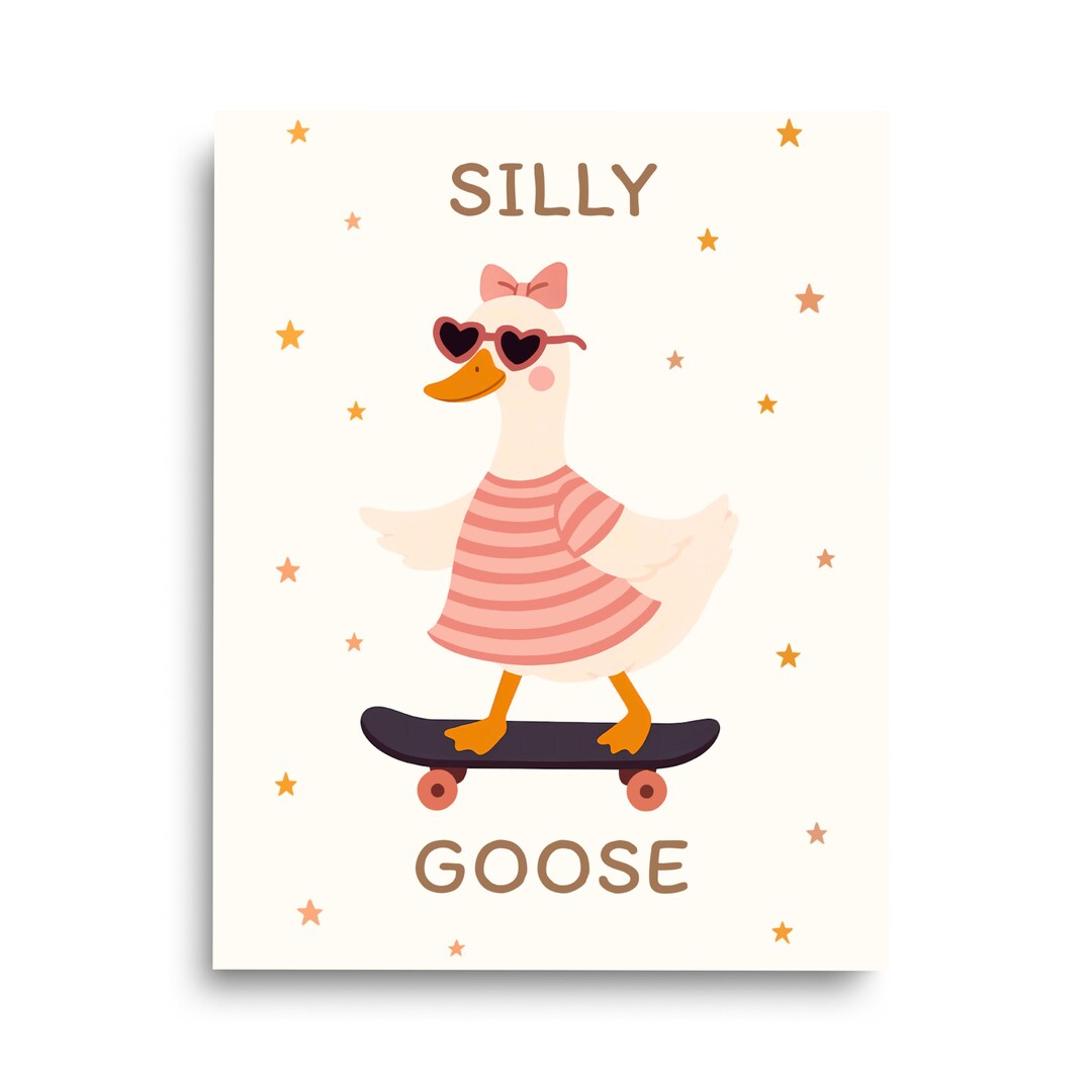 Silly Goose Girl Print | Cute Goose Wall Art | Nursery Decor ...
