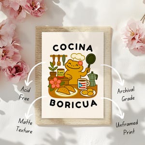 Cocina Boricua Print, Puerto Rican Kitchen Art, Coqui Chef Poster ...