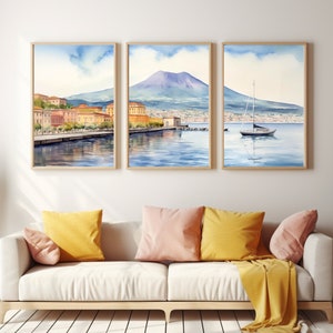 Naples Watercolor Print | Set of 3 | Italy Travel Gift | Napoli ...
