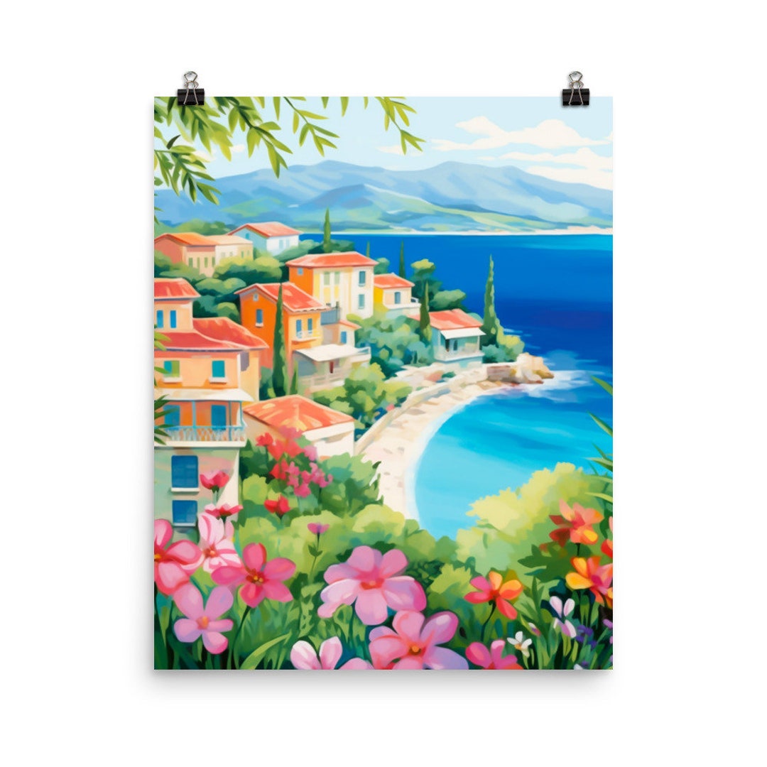 Corfu Watercolor Print | Greece Travel Gift | Greek Wall Art | Ionian ...