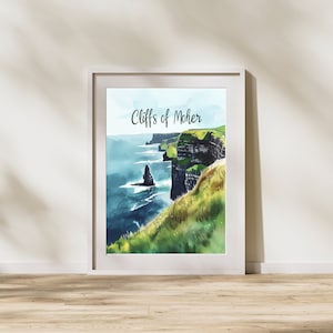 Cliffs of Moher Watercolor Print | Ireland Travel Gift | Irish Wall Art ...
