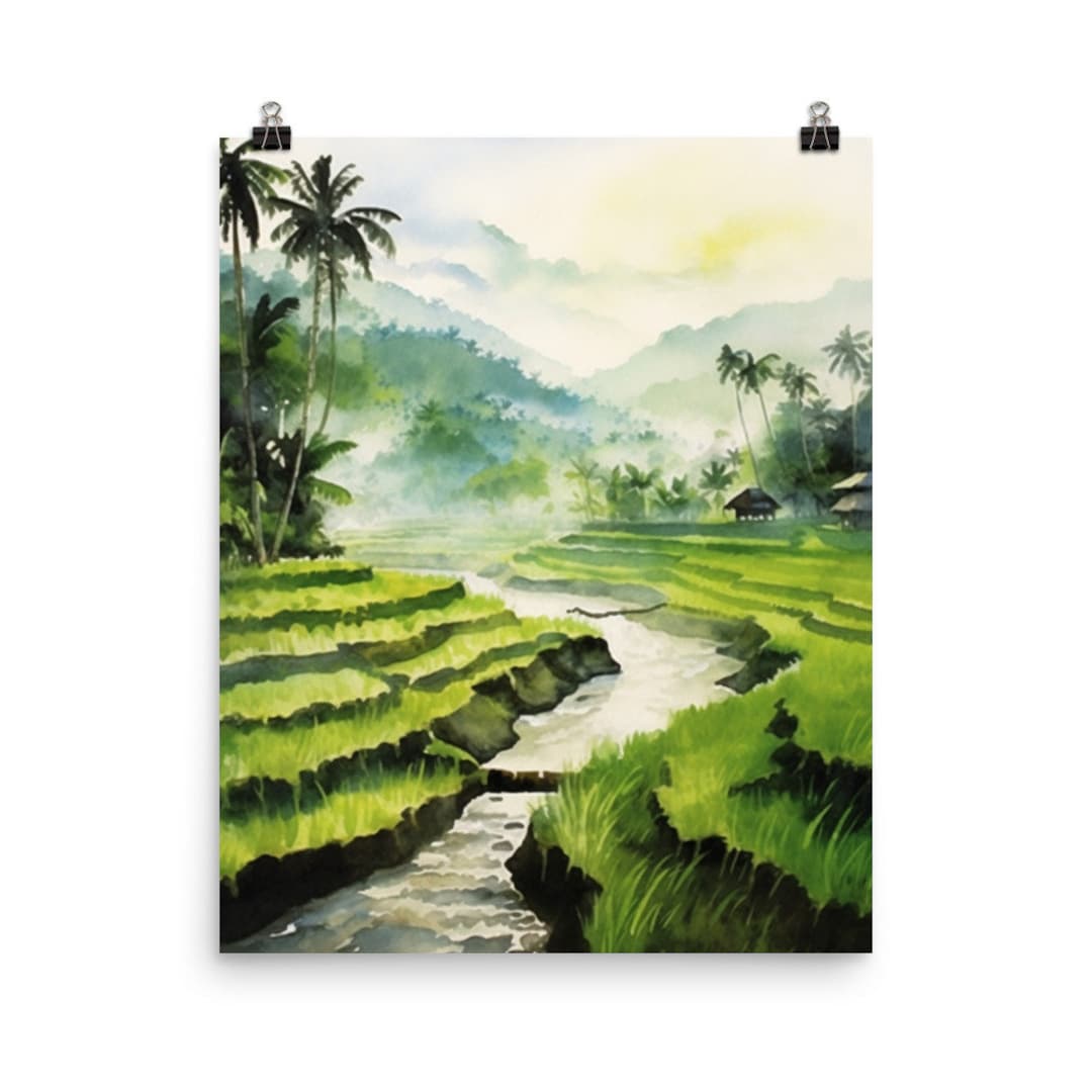 Ubud Watercolor Print | Bali Wall Art | Tropical Paradise | Home Decor ...