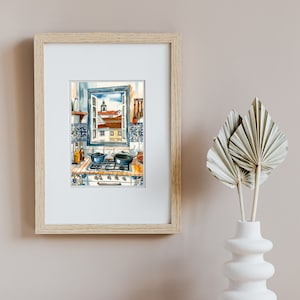 Portuguese Kitchen Watercolor Print Portugal Travel Print Lisbon Wall ...