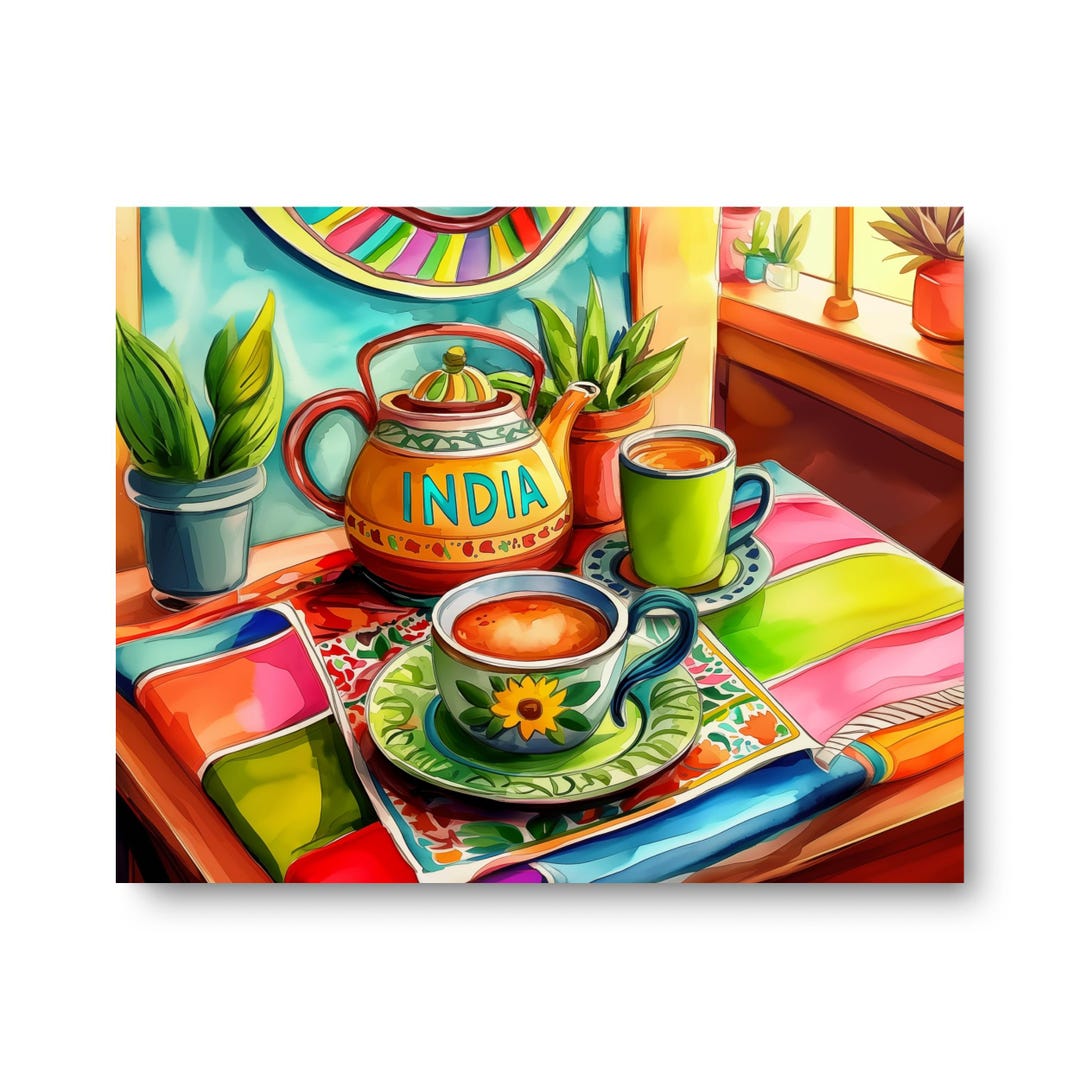 Indian Chai Horizontal Watercolor Print | India Travel Gift | Indian ...
