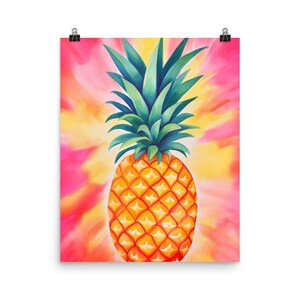 Pineapple Watercolor Print Fruit Wall Art Food Poster Pineapple Art ...
