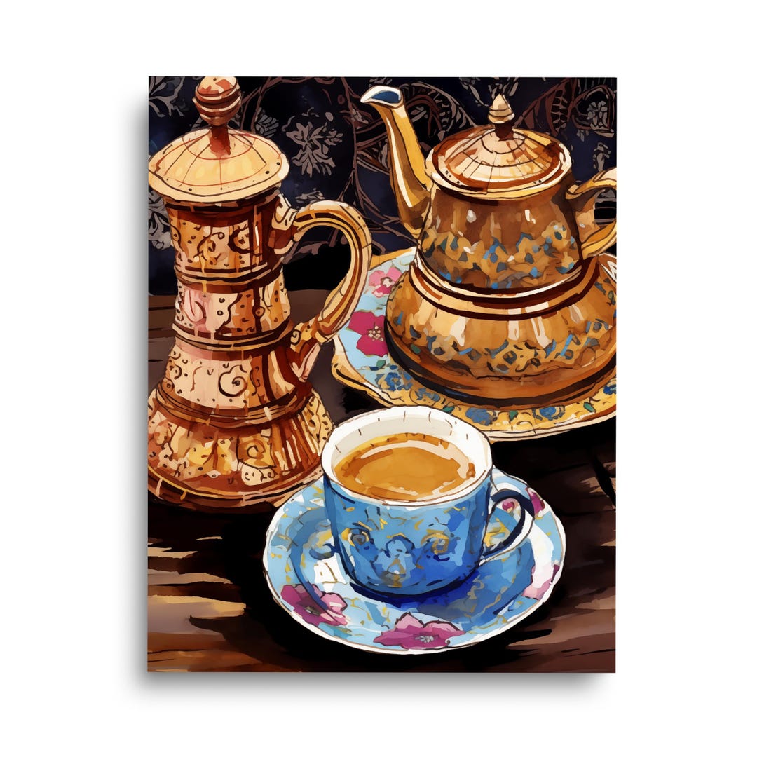 Turkish Coffee Watercolor Print | Turkey Gift | Coffee Wall Art | Cafe ...