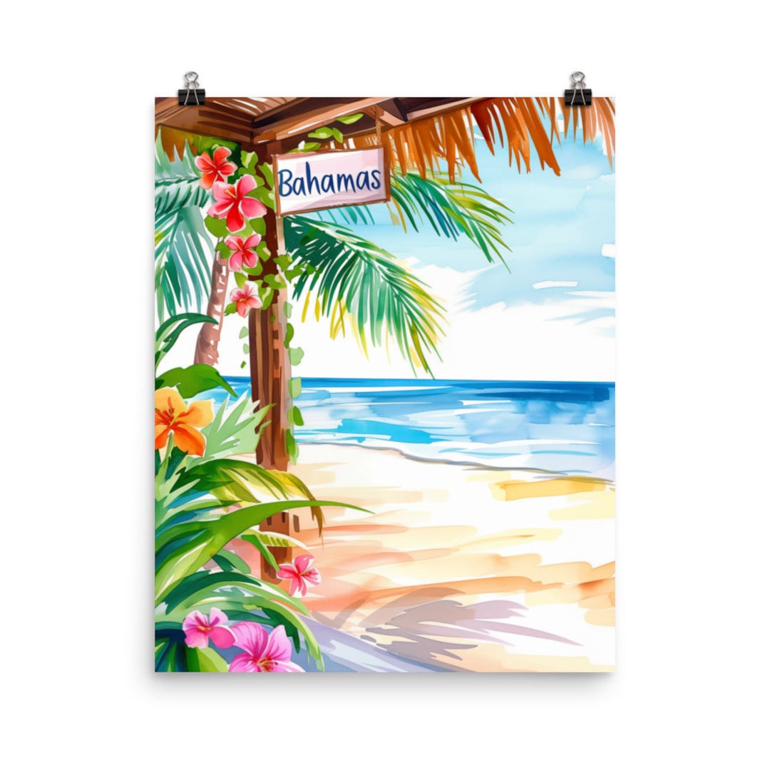 Bahamas Watercolor Print | Caribbean Travel Gift | Tropical Island ...