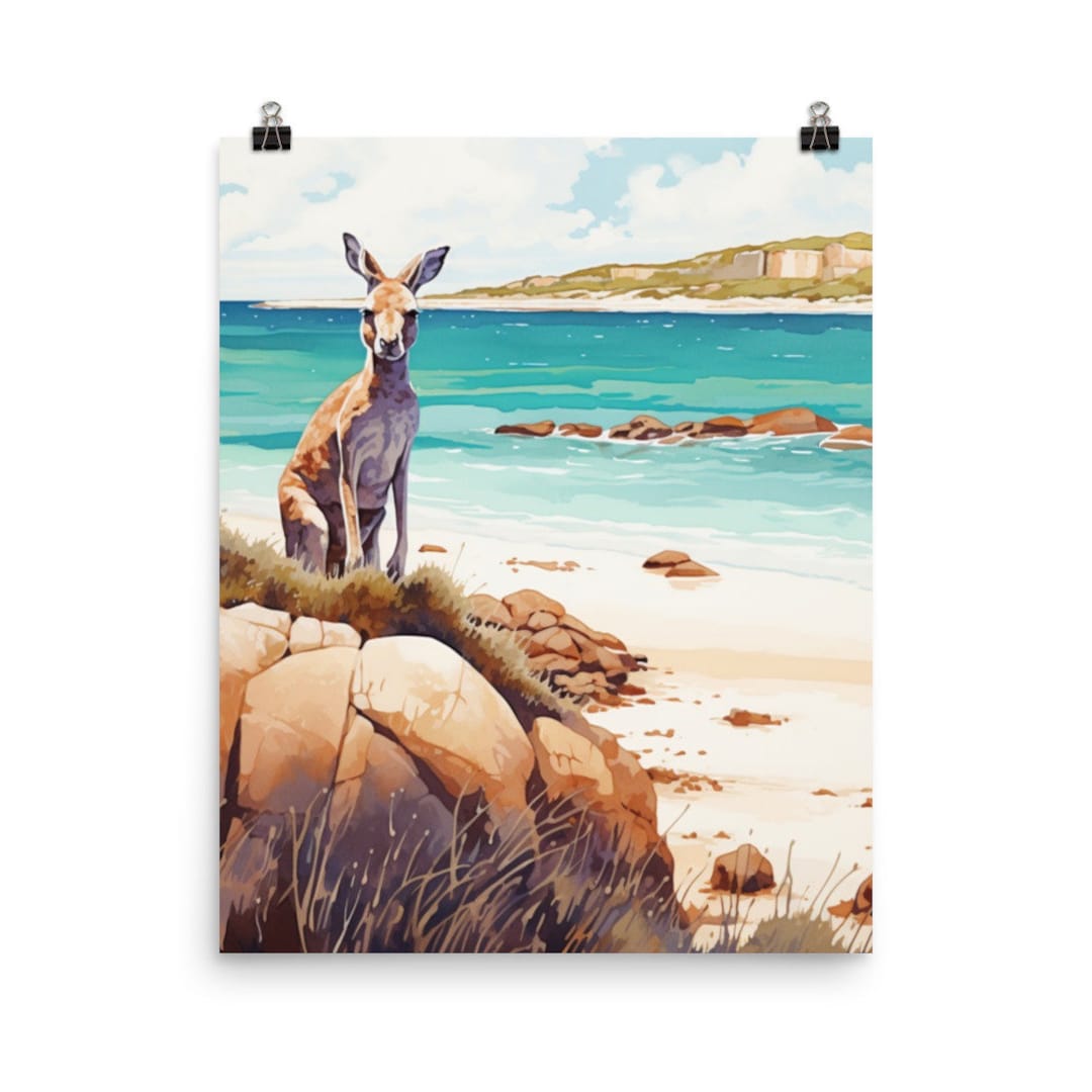 Kangaroo Island Australia Watercolor Print, Beach Seascape Wall Art ...