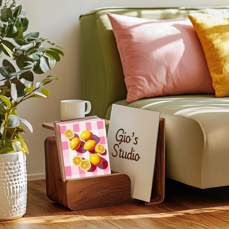 Retro Pink Lemons Print, Citrus Kitchen Wall Art, Fruit Poster ...